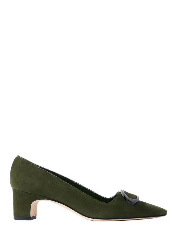 Manolo Blahnik Fenix Buckled Suede Pumps - Green