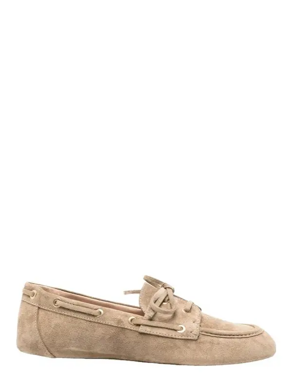 STUART WEITZMAN Lace-up Flat Loafers - Nude