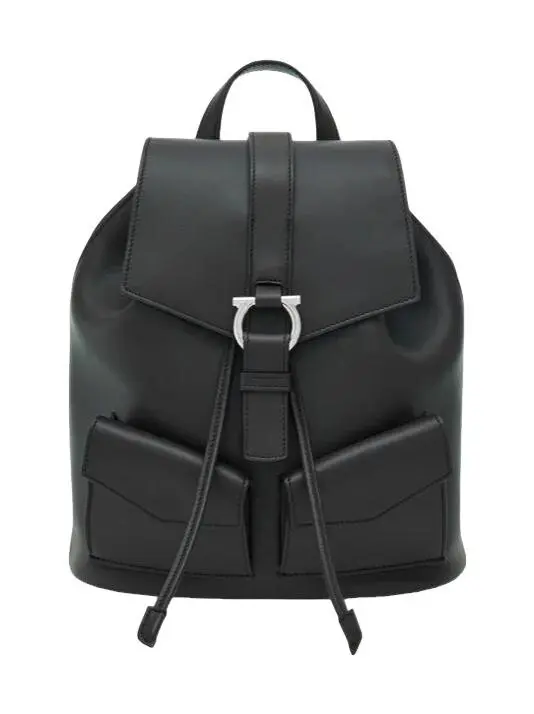 FERRAGAMO Gancini Buckle Backpack - Black