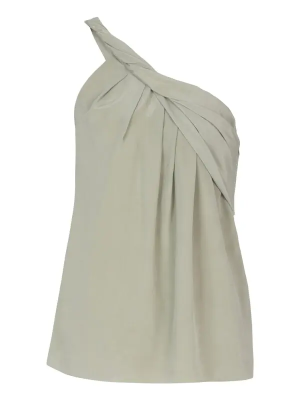 Balmain Draped One-shoulder Silk Crepe Top - Green