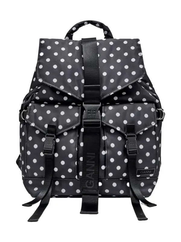 GANNI Polka Dot Re-tech Backpack - Black