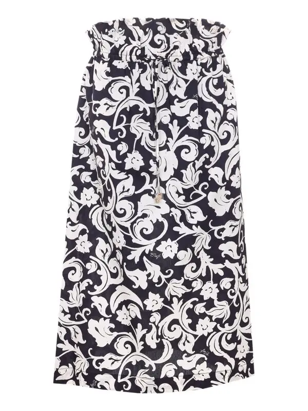 Liu Jo Floral Printed Midi Skirt - White