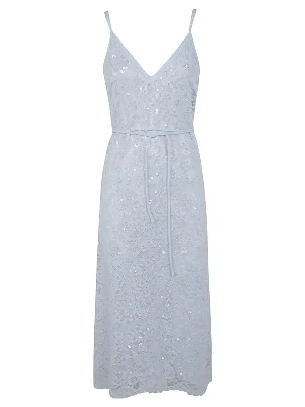 TWINSET Sequin Lace Midi Dress - Gray