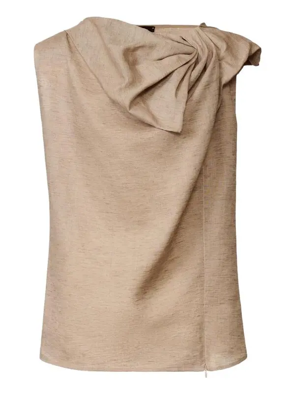 Fabiana Filippi Sleeveless Draped Top With Bow Detail - Nude
