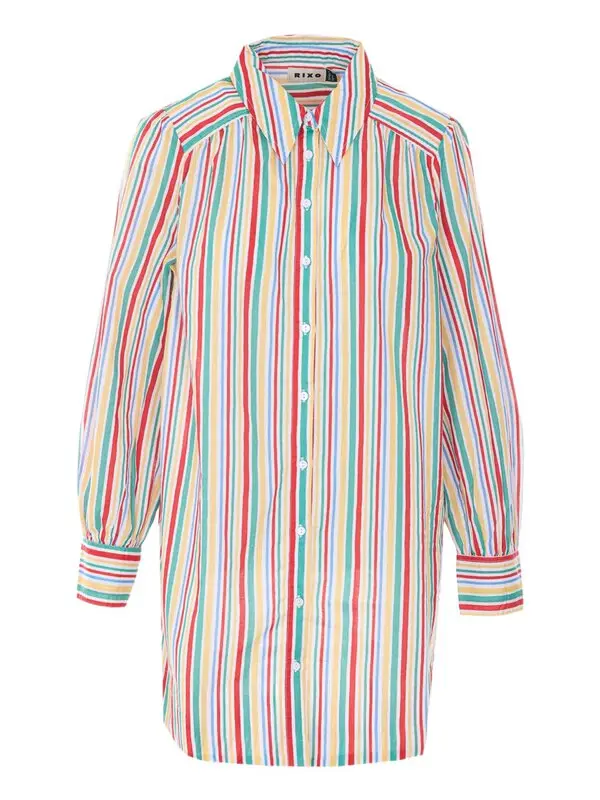 Rixo Ashlynn Striped Long Sleeve Shirt - Multicolor