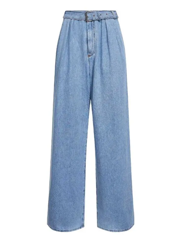 Dries Van Noten Pleated Wide-leg Jeans - Light Blue