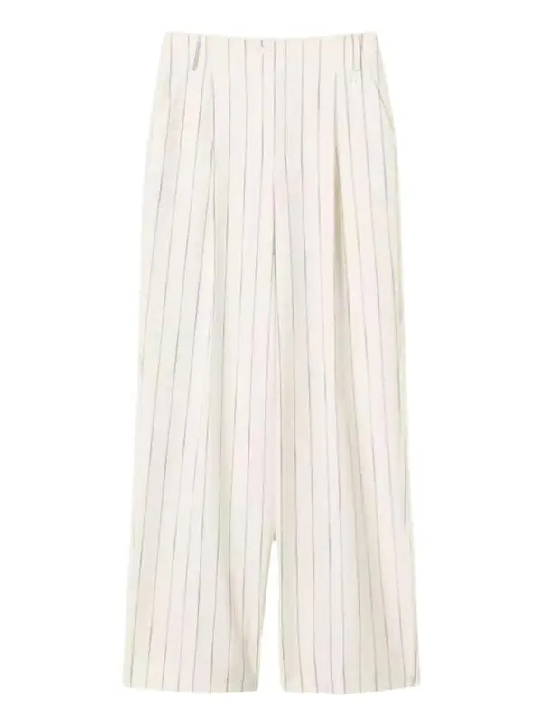 TWINSET Pinstripe Palazzo Trousers - White