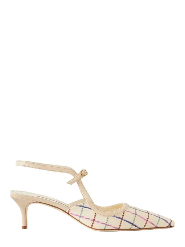 Manolo Blahnik Checked Canvas Pumps - Nude
