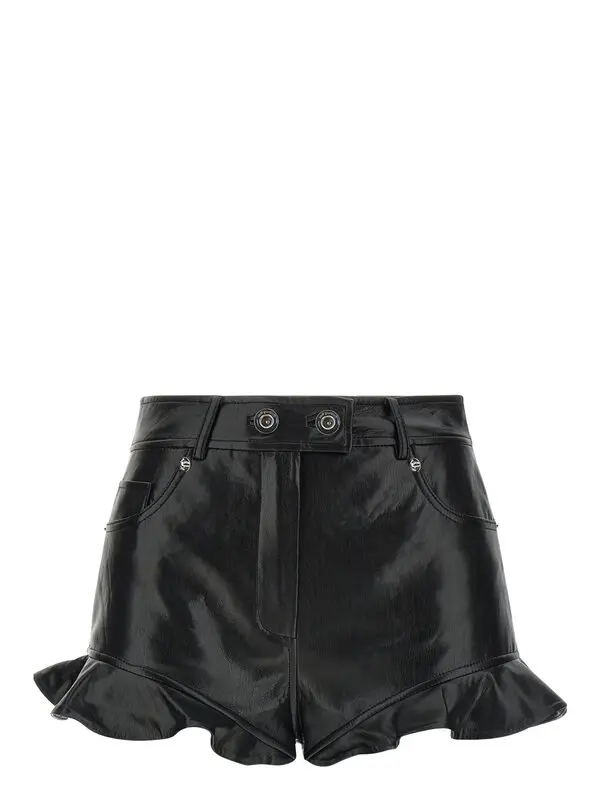 SELF-PORTRAIT High-waisted Ruffled Shorts - Black