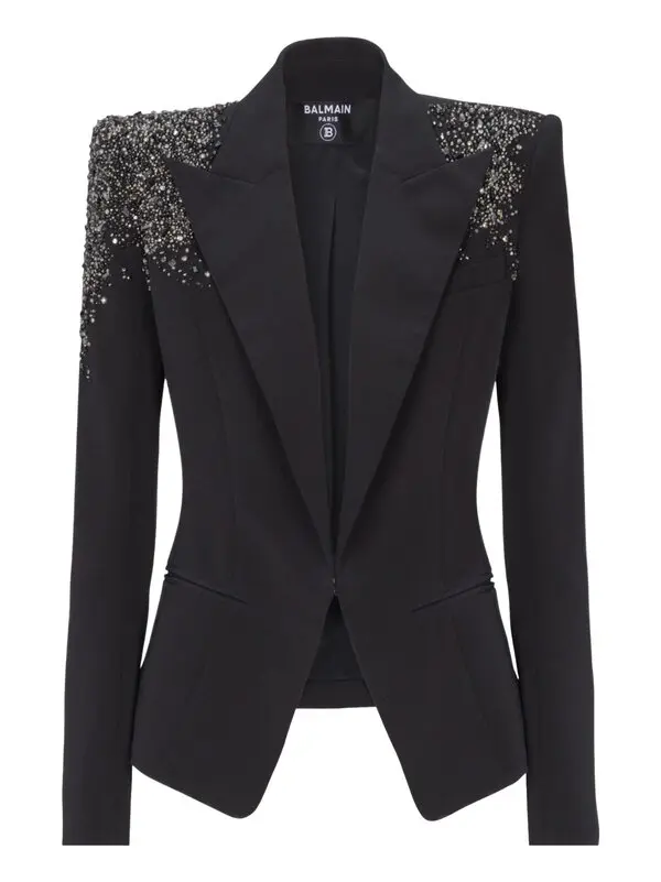 Balmain Embellished Crepe Jacket - Black
