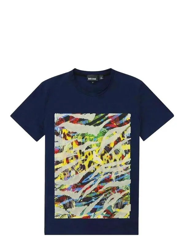 Just Cavalli Printed T-shirt With Round Neck - Black