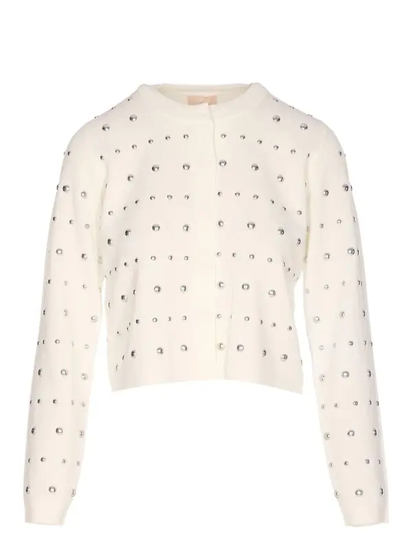 Liu Jo Long Sleeved Embellished Cardigan - White