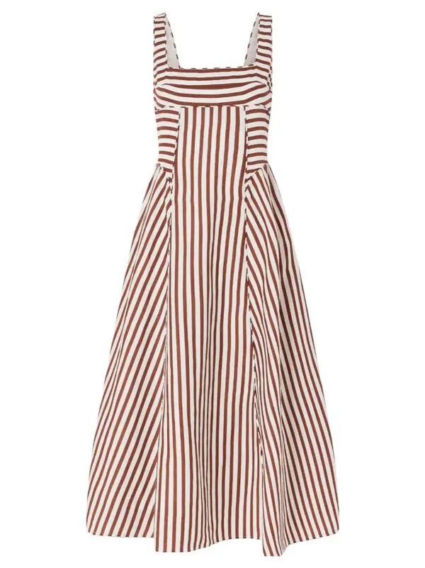 Cult Gaia Carla Striped Square Neck Midi Dress - White