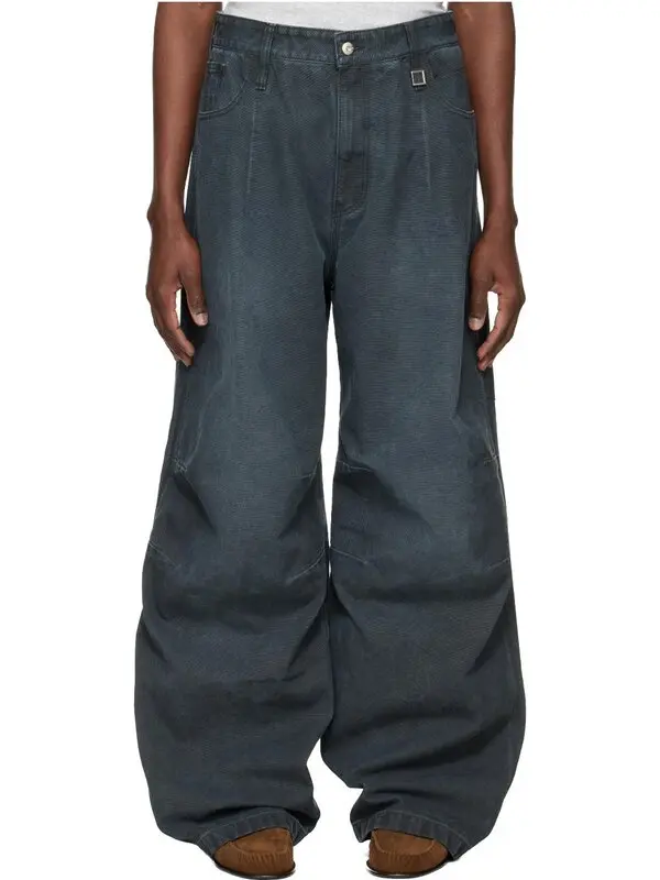 WOOYOUNGMI 3d Dyed Wide-leg Trousers - Black