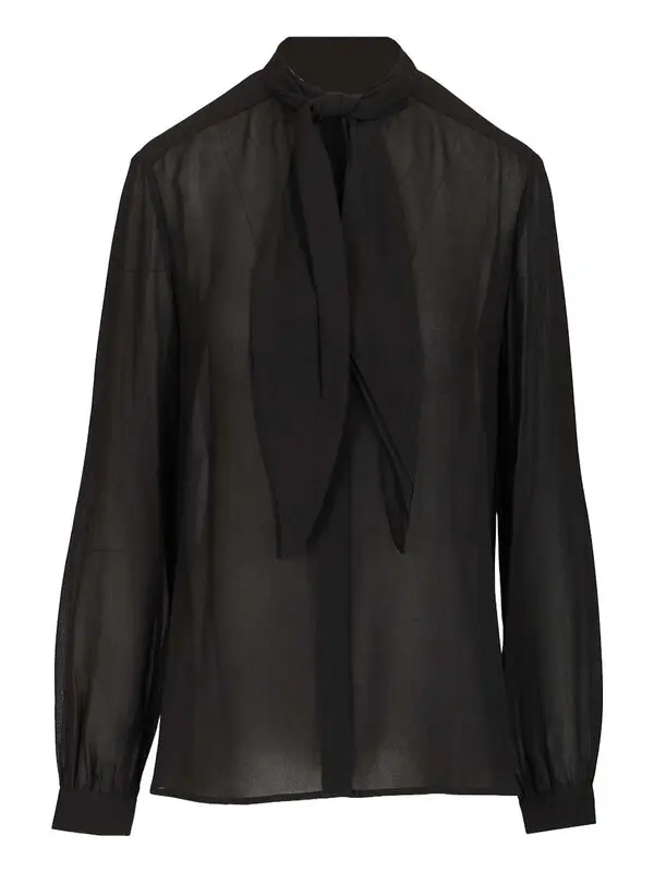Tory Burch Georgette Bow Blouse - Black