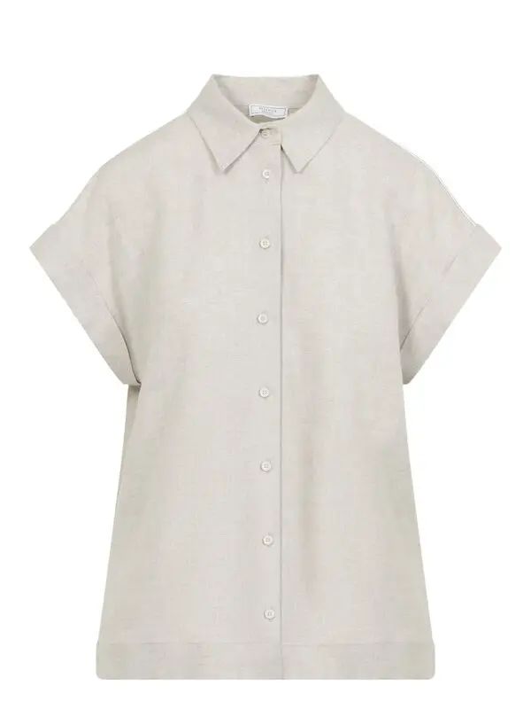 Peserico Linen Short-sleeve Shirt - Beige Rafia