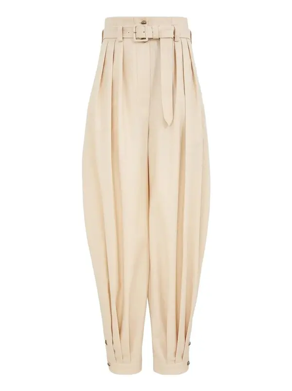 Zimmermann Belted Wool Harem Pants - Cream