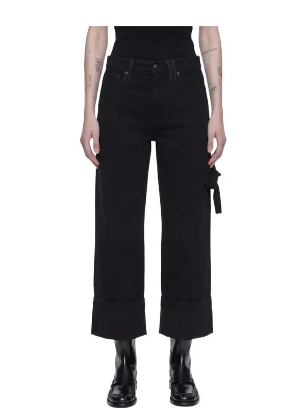 Simone Rocha Tie Detail Cropped Jeans - Black
