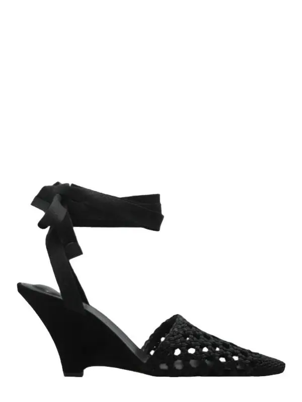 Jacquemus Woven Ankle-tie Wedge Sandals - Black
