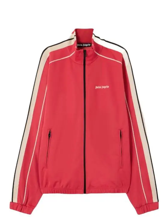 Palm Angels Zipped Logo Track Jacket - Red Off White
