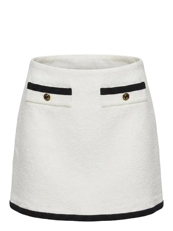 Gucci Tweed Mini Skirt With Contrast Piping - White
