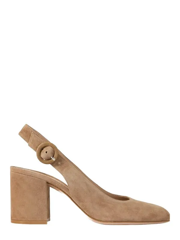 GIANVITO ROSSI Suede Slingback Pumps - Brown
