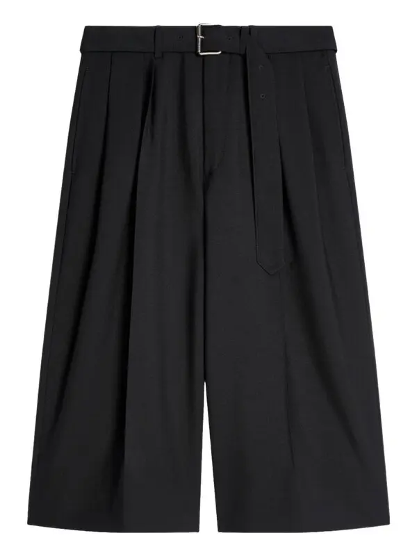 Dries Van Noten Belted Pleated Wide-leg Shorts - Black