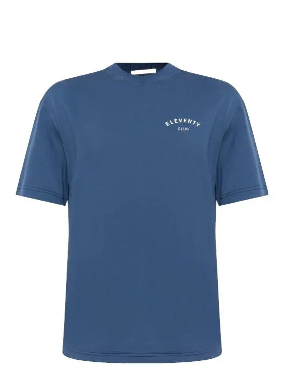 Eleventy Logo Print T-shirt - Blue