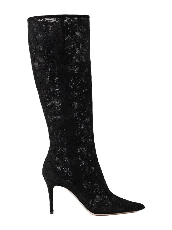 GIANVITO ROSSI Claudia 85 Corded Lace Knee High Boots - Black