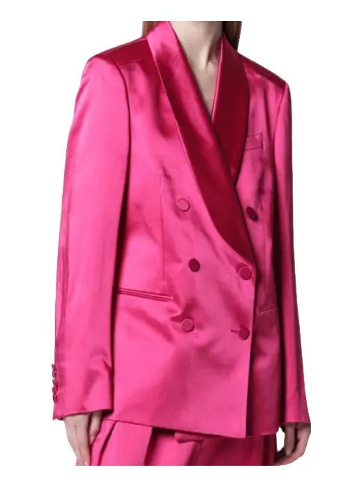 Dries Van Noten Double-breasted Satin Jacket - Fuchsia