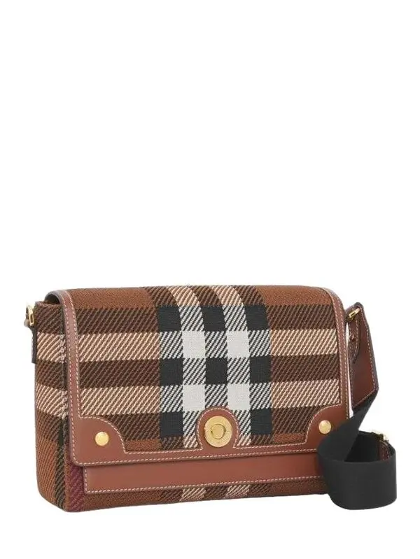 Burberry Note Knitted Check Pattern Crossbody Bag - Brown
