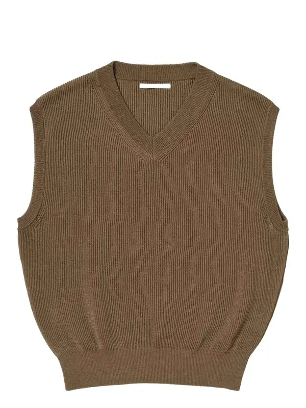 Auralee Rib-knit Sleeveless Vest - Light Brown