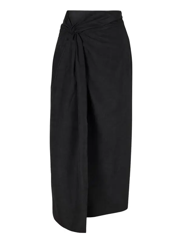 RÓHE Crinkled Satin Midi Skirt - Black