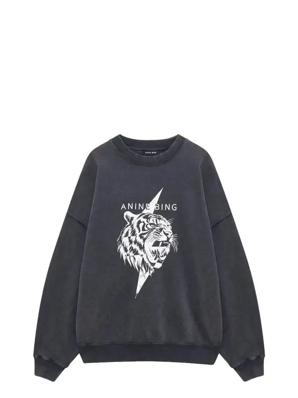 ANINE BING Miles Tiger Print Sweatshirt - Vintage Black