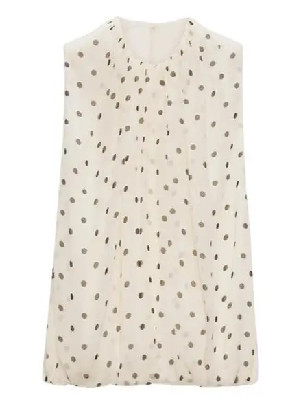 MSGM Polka Dot Chiffon Balloon Blouse - White