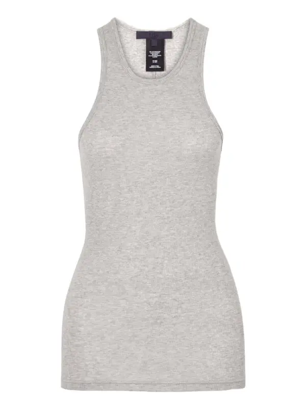 Tibi Ribbed Cotton Blend Tank - White