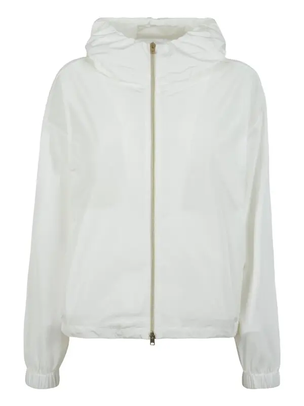 Herno Zip-up Relaxed Fit Jacket With Hood - White