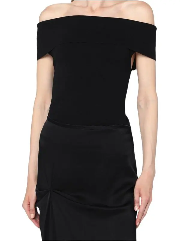 ANINE BING Off-shoulder Top With Logo Detail - Black