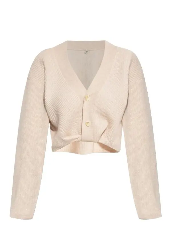 R13 Ribbed Button Cardigan - Nude