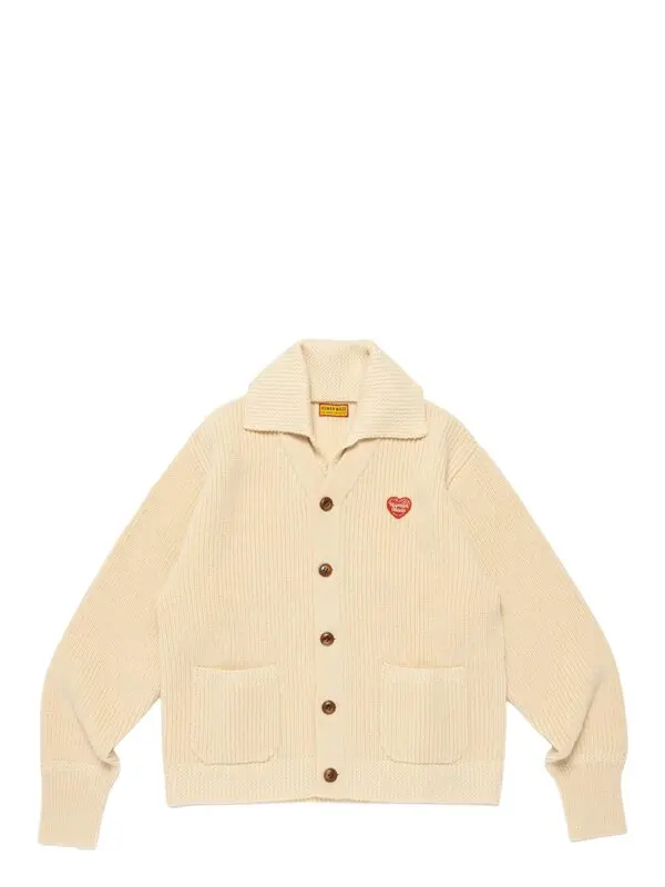 HUMAN MADE Heart Patch Wool Cardigan - White