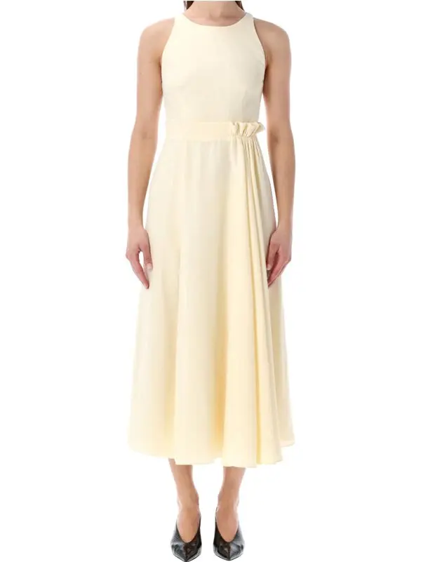 Givenchy Sleeveless Gathered Waist Midi Dress - Ivory