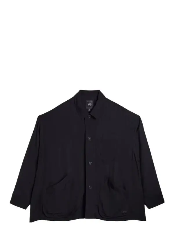 Y3 Long Sleeve Shirt With Button Closure And Pockets - Black