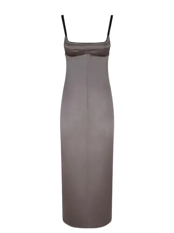 Attico Lace-trim Open-back Midi Dress - Gray
