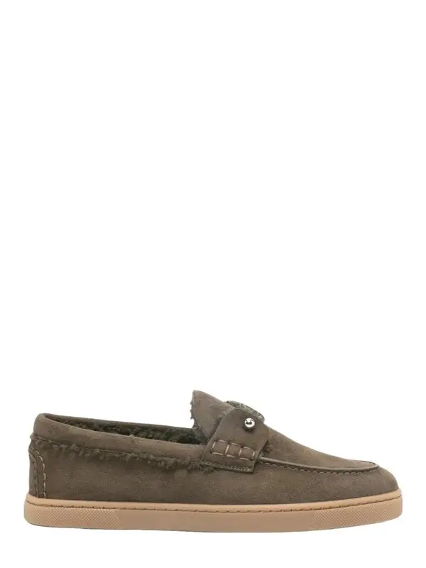 CHRISTIAN LOUBOUTIN Shearling-trim Loafers - Olive Green