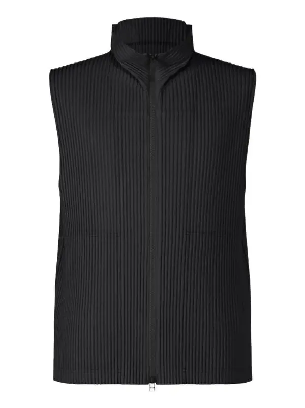 Issey Miyake Homme Plissé Pleated Zip-up Gilet - Black