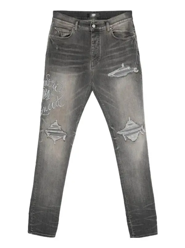 Amiri Belt Loop Jeans With Distressed Design - Gray