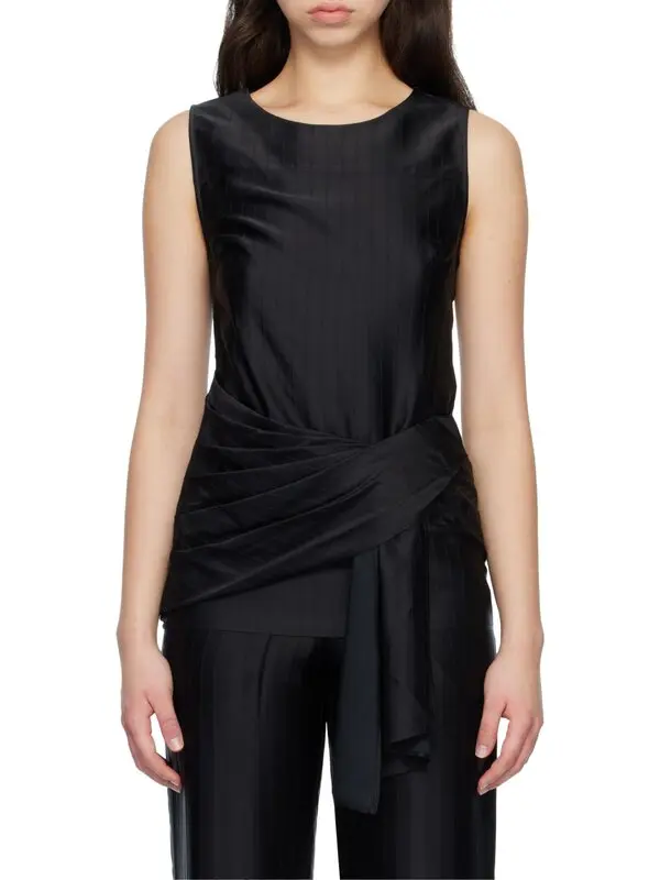 Loulou De Saison Fonda Draped Asymmetric Top - Black