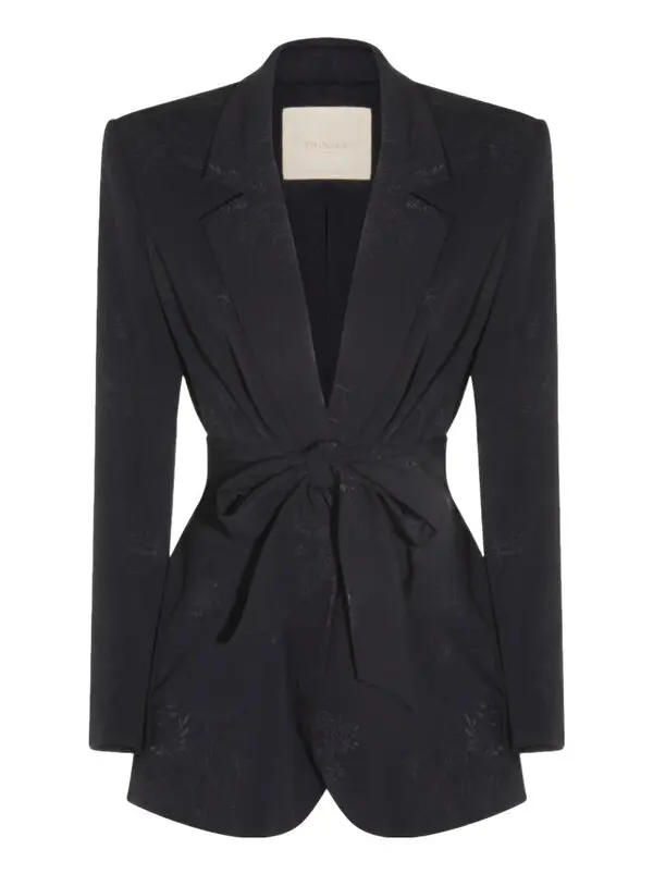 TWINSET Floral Embroidered Tie-waist Blazer - Black