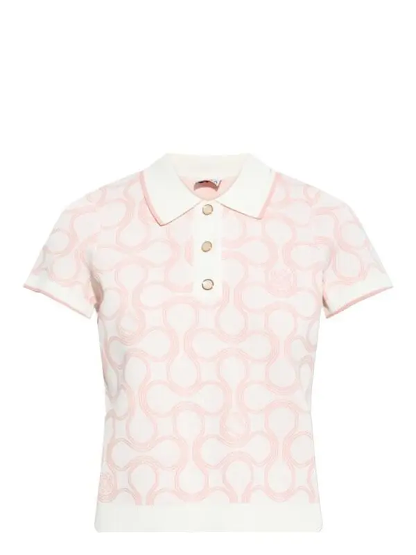 Casablanca Patterned Knit Polo - White