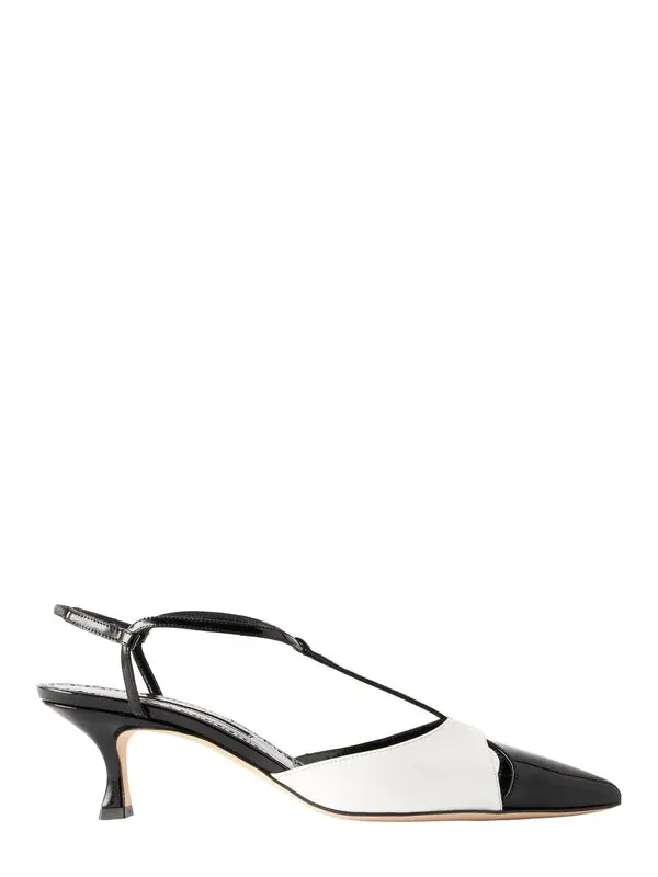 Manolo Blahnik Two-tone Patent Leather Pumps - White